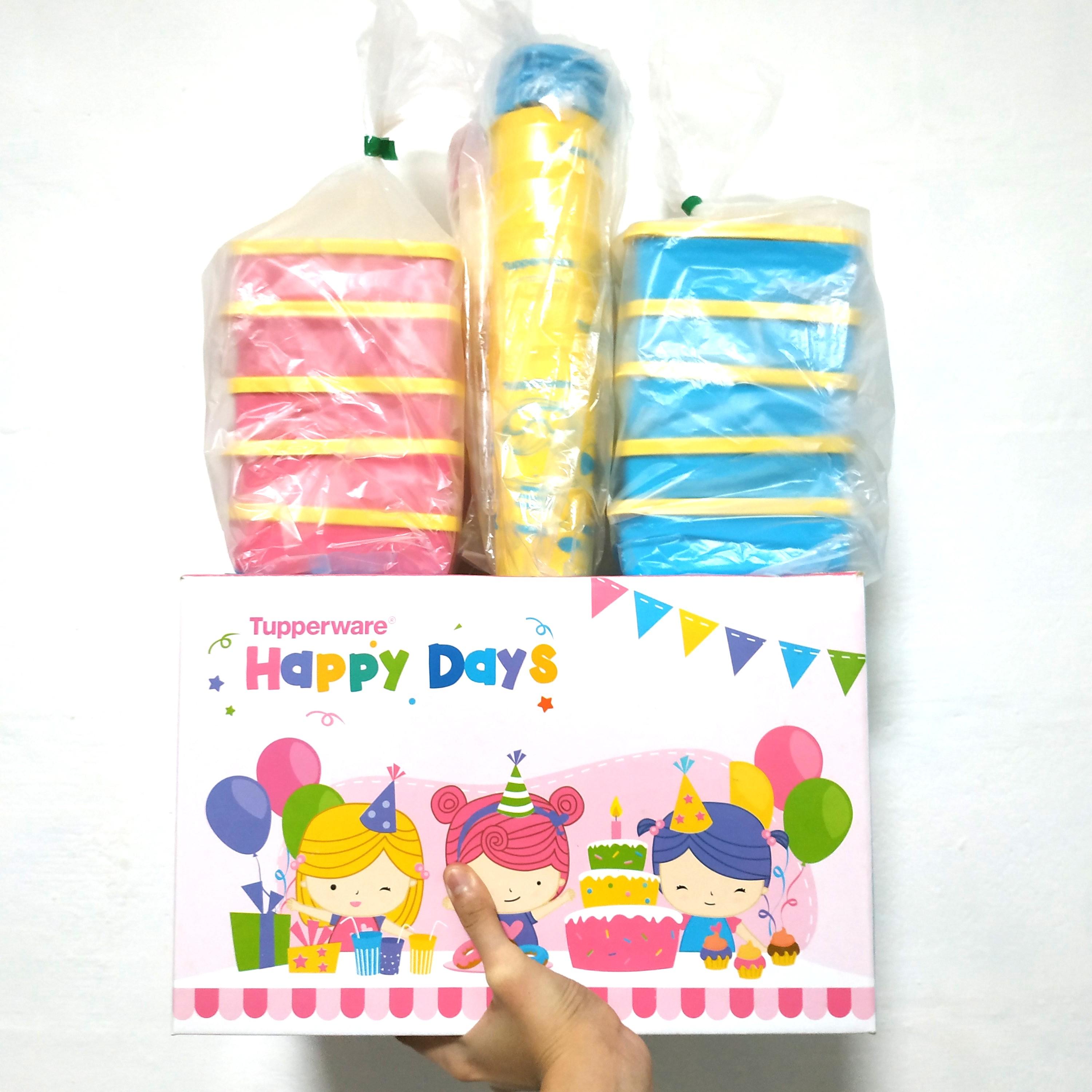 Tupperware Happy Days Kids Birthday Party Tumbler Cup and Square Away ...