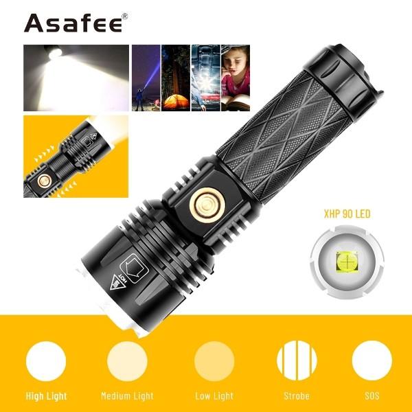 XHP90 LED Flashlight 8000 Lumen Ultra Bright Zoom Torchlight with ...