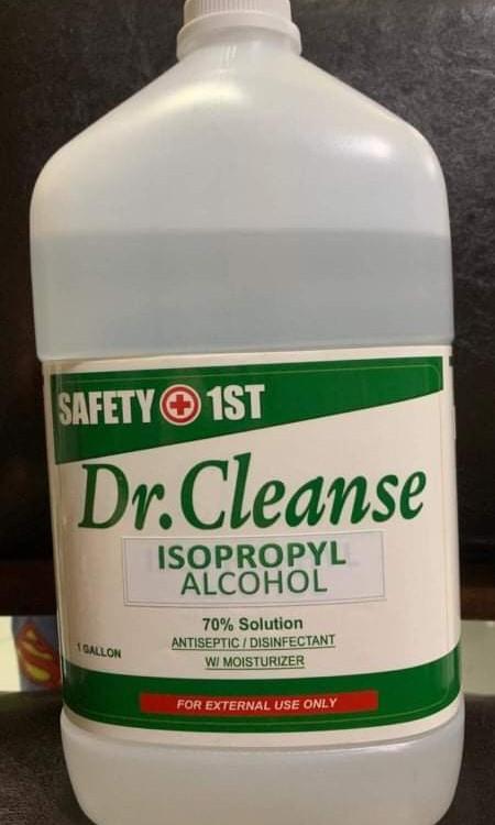 1 Gallon Dr. Cleanse Isopropyl Alcohol 70% Solution Antiseptic ...