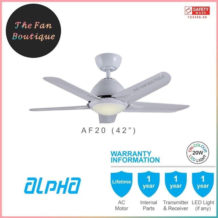 [SOLD OUT!!] Alpha AF20 42” Ceiling Fan with 20w LED Light and Remote ...