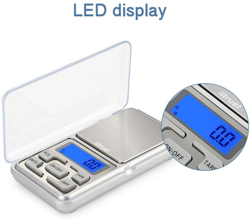 Digital Scale, LED Backlight Display,0.01-500g Mini Digital Pocket ...