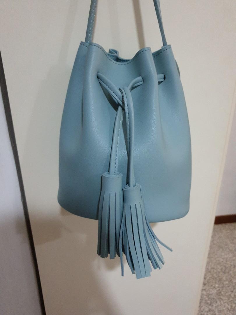 Miniso Dove Blue Bucket Bag, Women's Fashion, Bags & Wallets, Cross ...