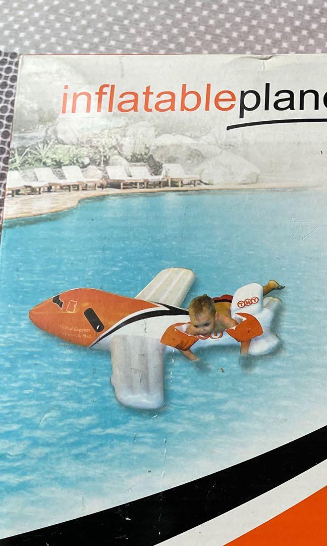 Inflatable plane / airplane tnt orange float swimming, Babies & Kids ...