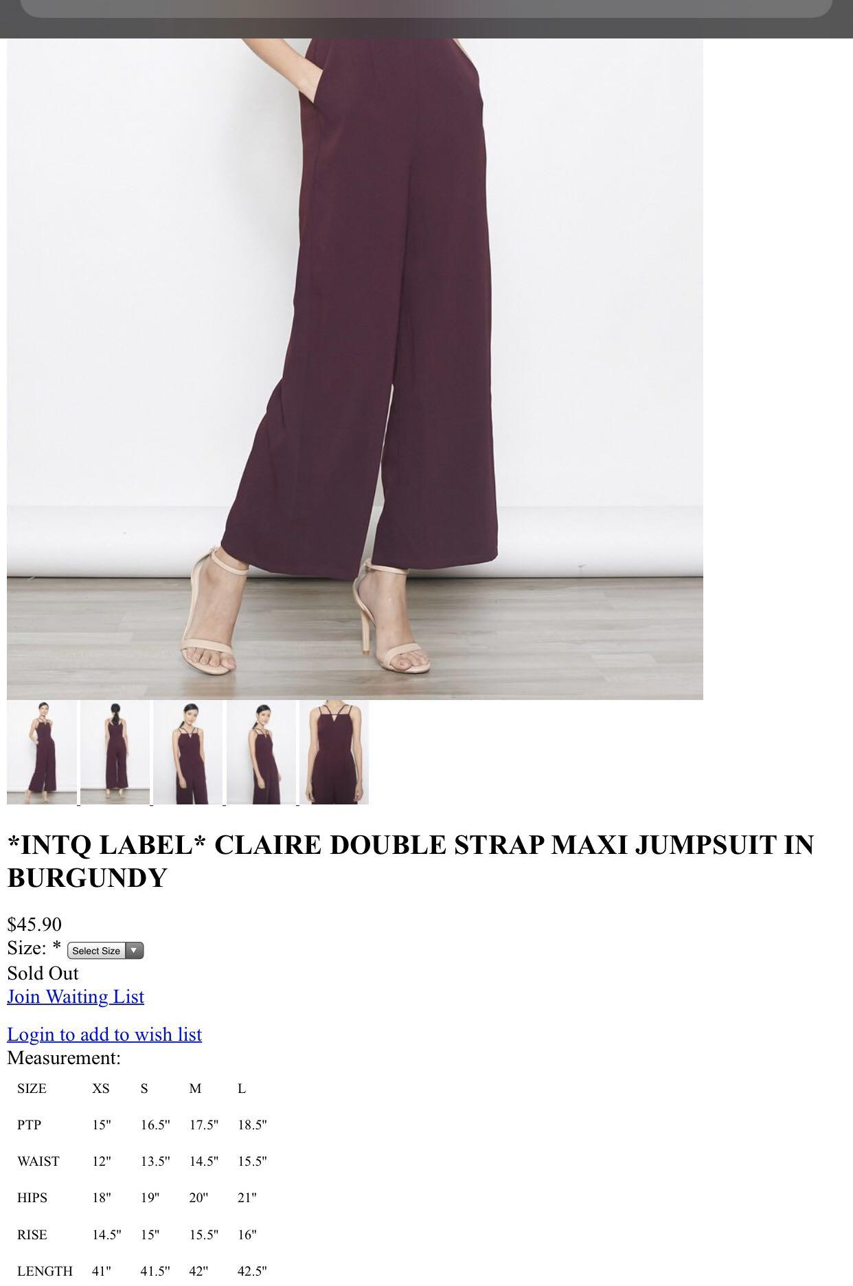 INTQ (Intoxiquette) Claire Double Strap Maxi Jumpsuit in Burgundy # ...