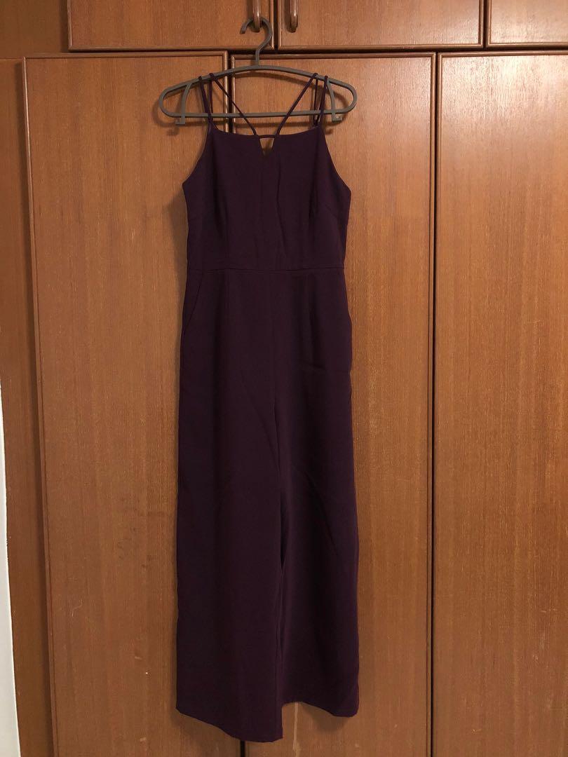 INTQ (Intoxiquette) Claire Double Strap Maxi Jumpsuit in Burgundy # ...