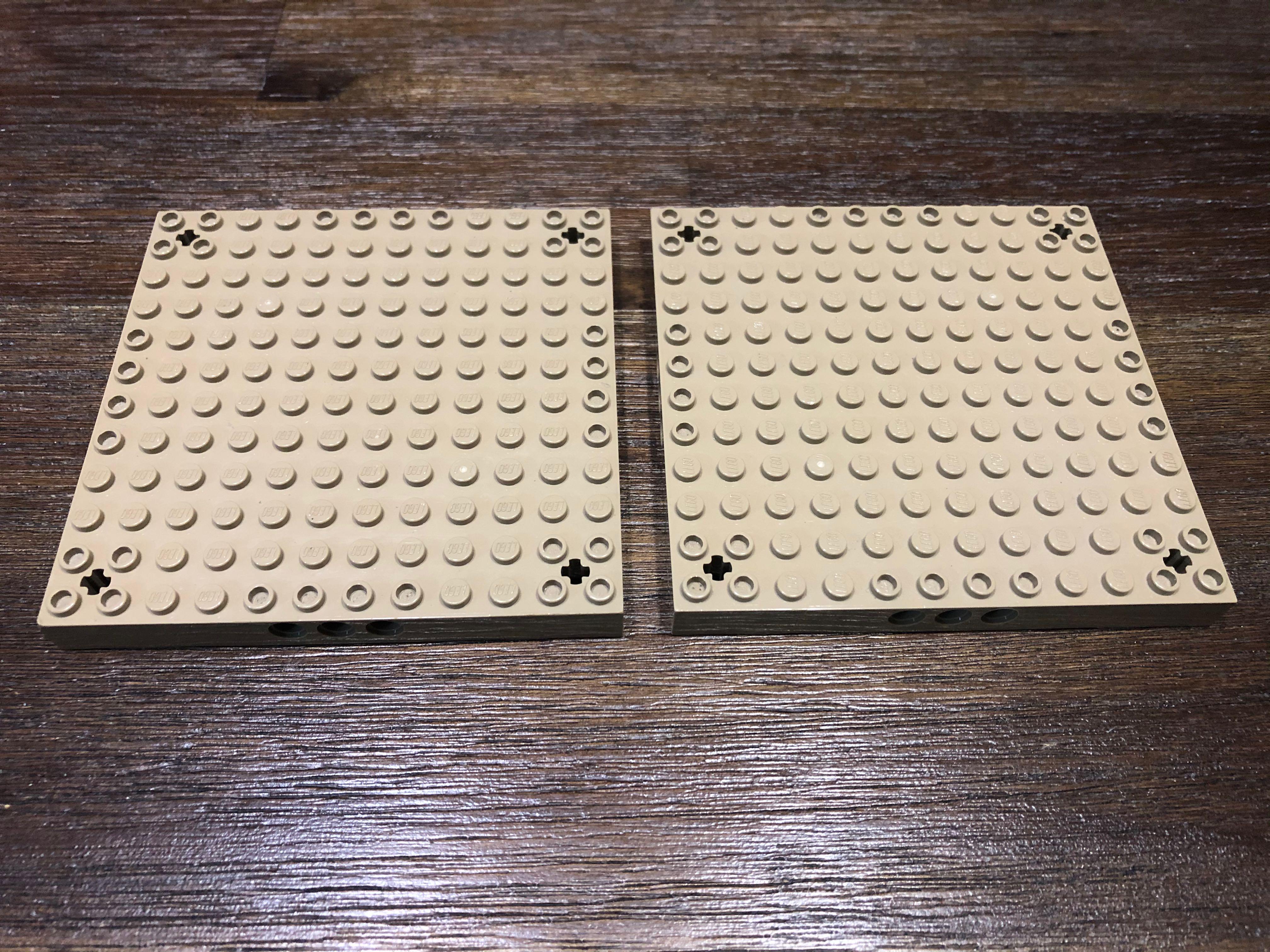 Lego 12 by 12 modified plate with 3 pin holes on each side and peg at ...