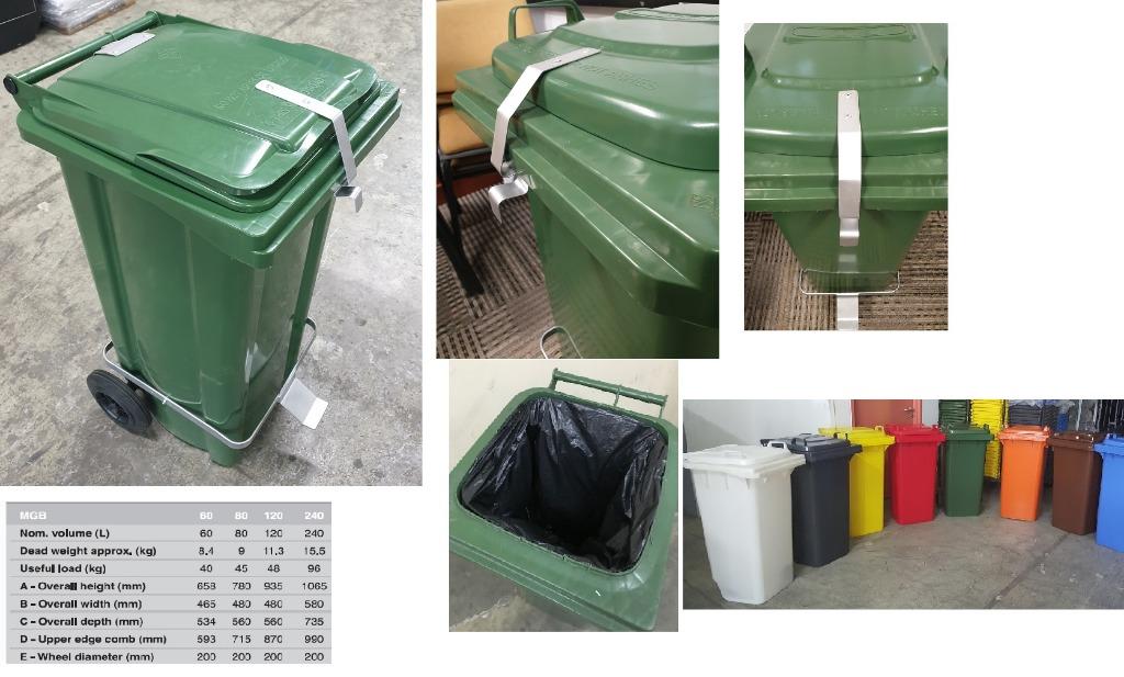 Monkey Proof bin mechanism MGB (120L-240L Mobile Garbage bin) Wheel ...