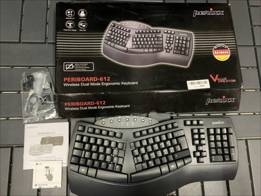 Perixx Periboard-612 Wireless Ergonomic Split Keyboard with Dual Mode 2 ...