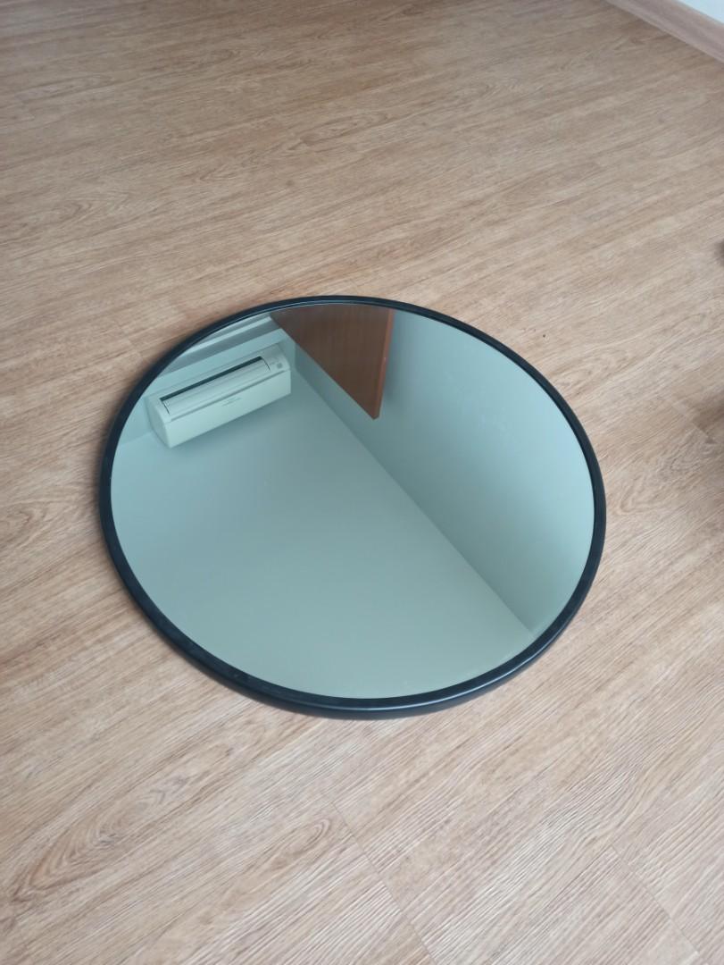 Round mirror with black rims, Furniture & Home Living, Home Decor ...