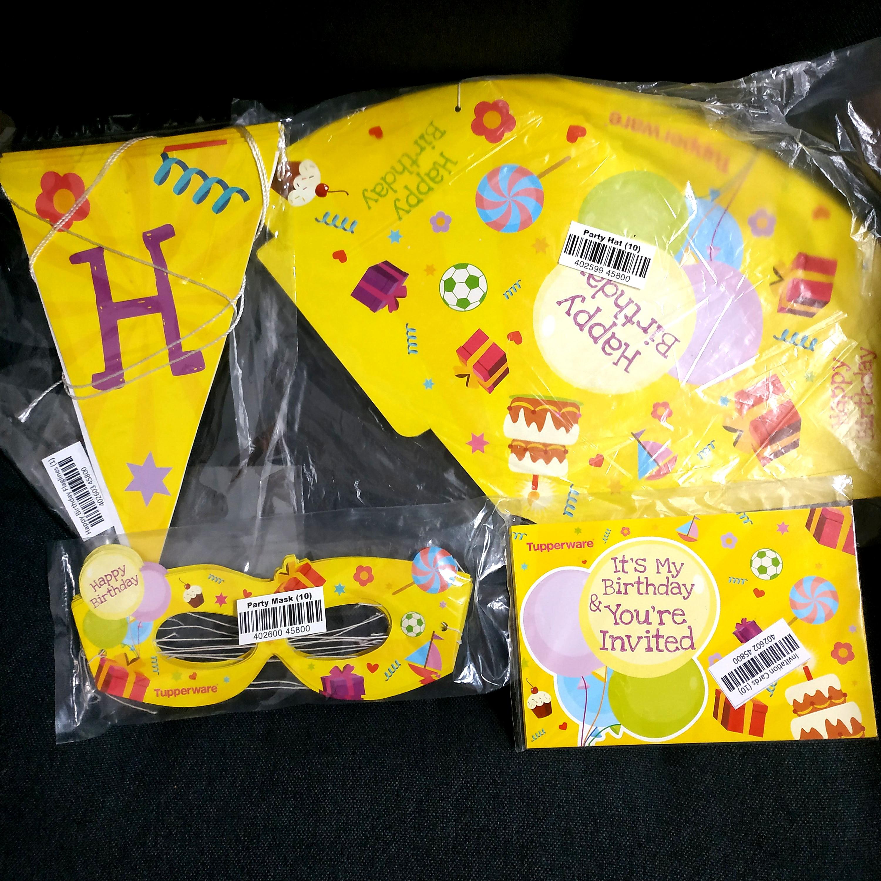 Tupperware Happy Birthday Party Hats, Masks, Flagline/ Bunting and ...