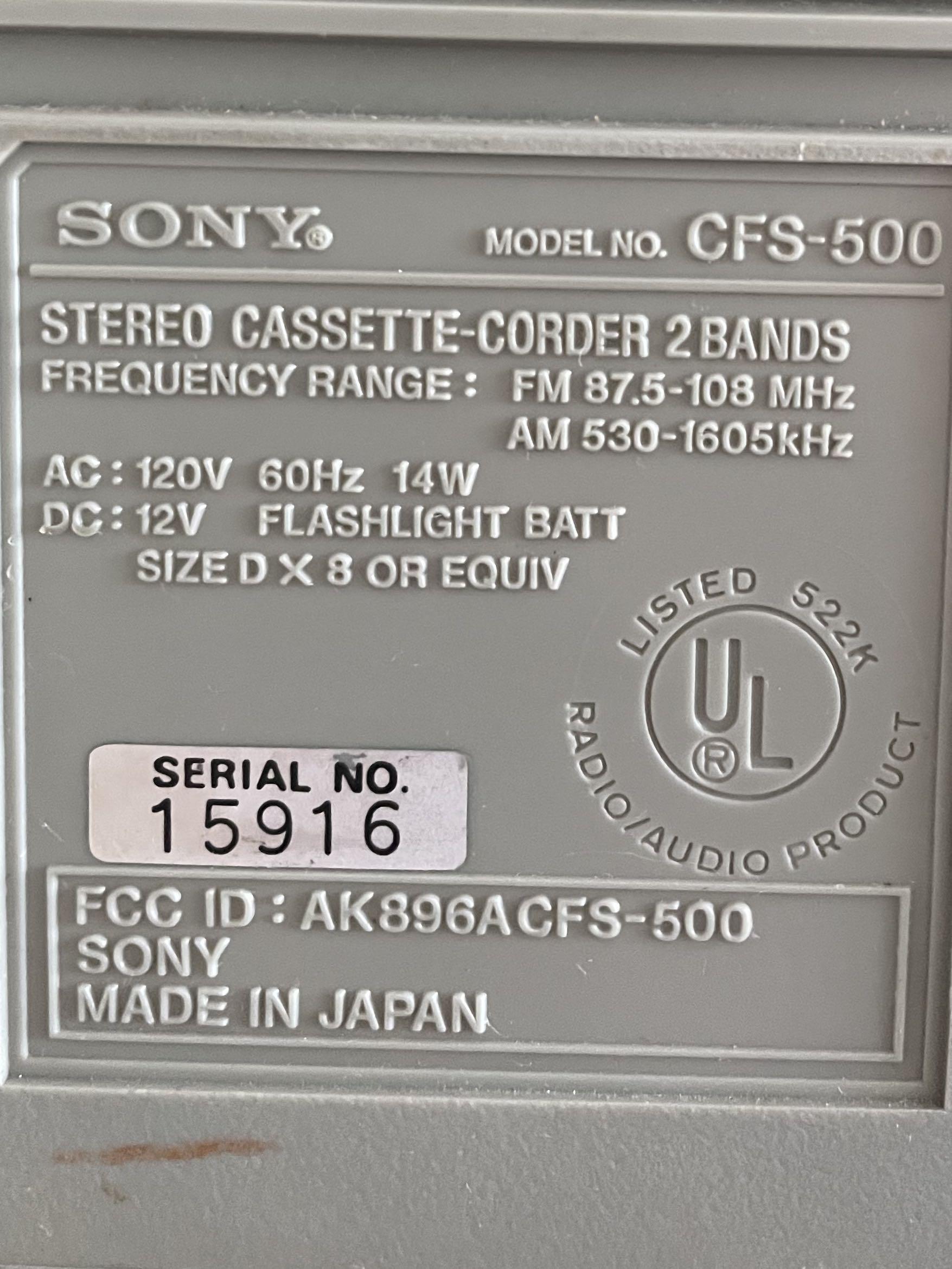 Vintage Boombox / Ghetto Blaster - Sony CFS-500, Hobbies & Toys ...