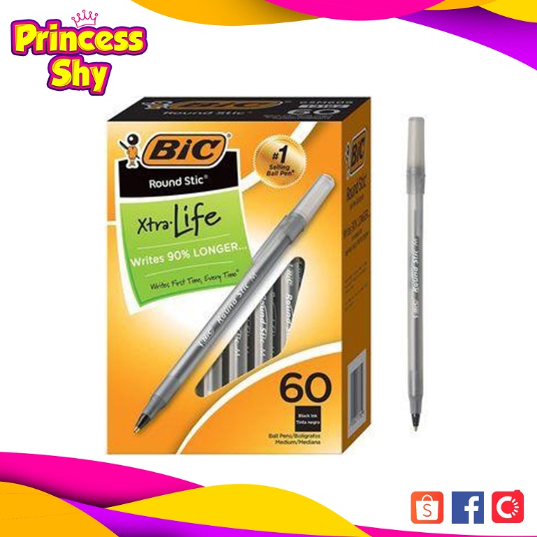 BIC Round Stic Xtra Life Ballpoint Pen Medium Point 1.0mm per piece, Hobbies & Toys, Stationary ...