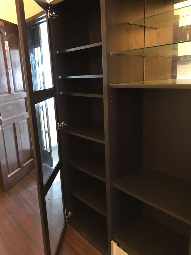 Large IKEA Display Cabinet Library Shelf with 2 glass doors 2 sliding ...