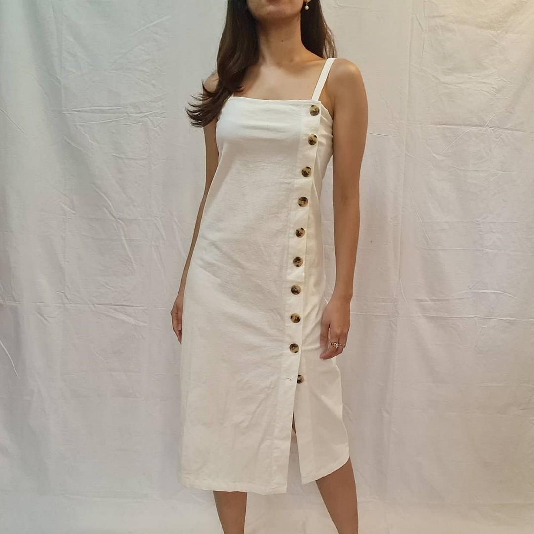 Linen Lux linen midi, Women's Fashion, Dresses & Sets, Dresses on Carousell