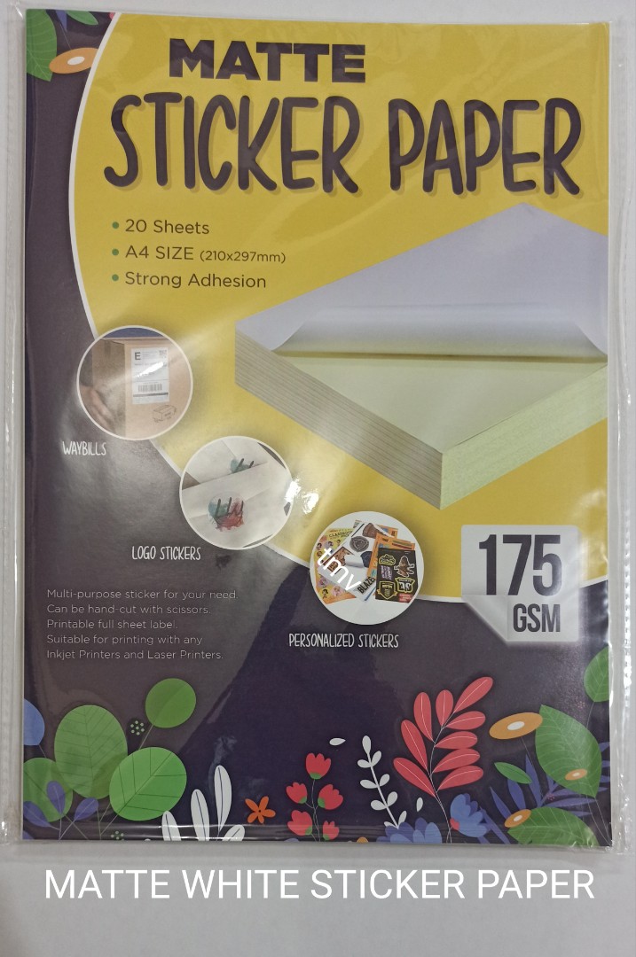 Printable White Matte Paper Sticker, Hobbies & Toys, Stationary & Craft ...