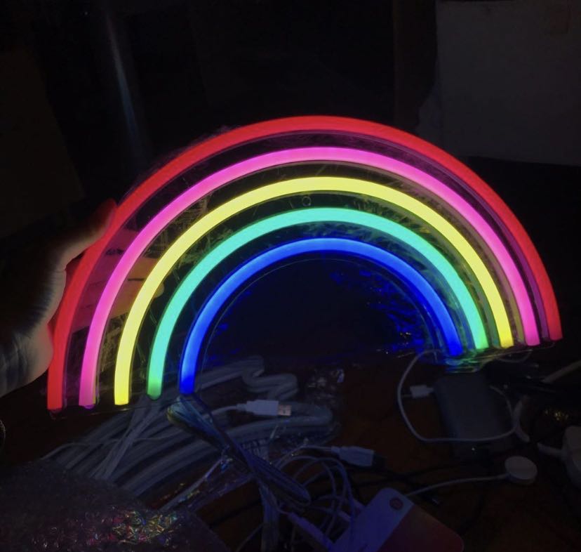 Rainbow LED Neon Light Sign (No-drill hooks and wall plug included ...