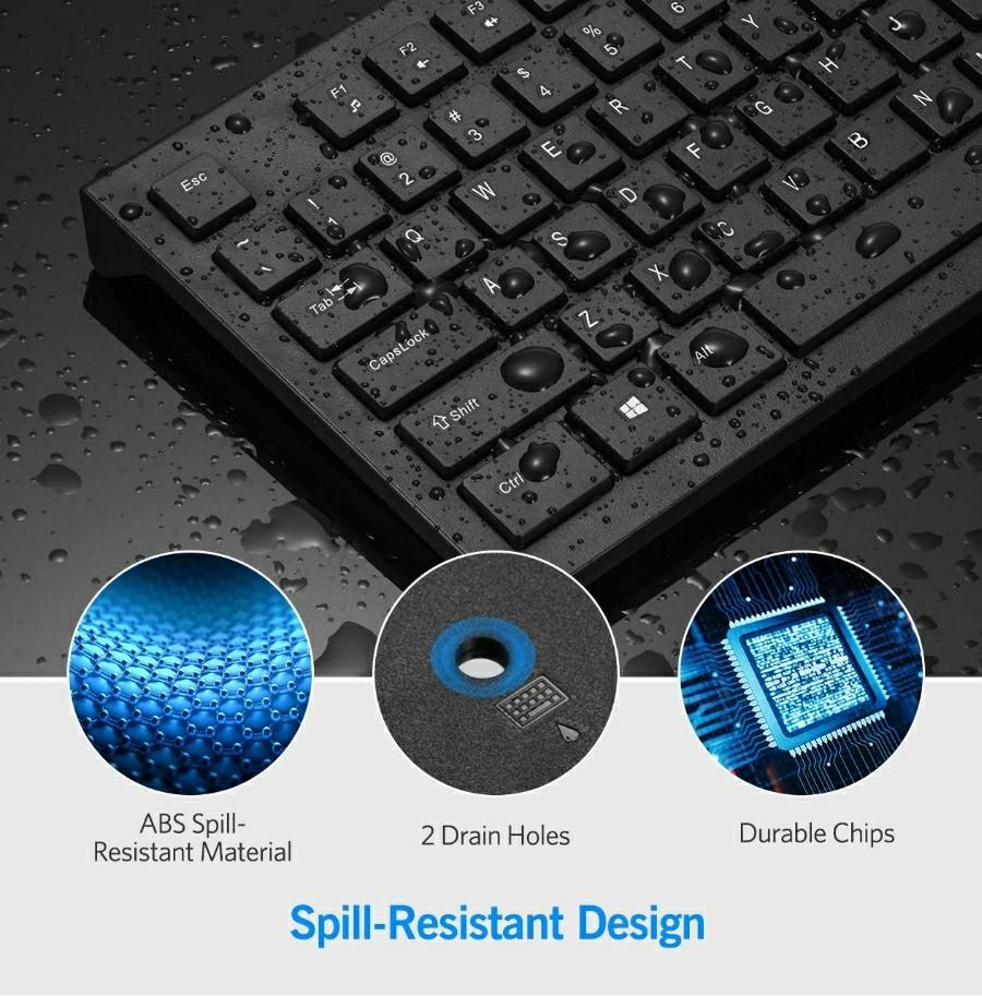 VicTsing Keyboard 4.9ft Cable, wired Computer Keyboard with Stands, Low ...