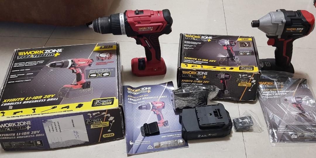 Workzone cordless brushless combo 2 unit driver and impact driver ...