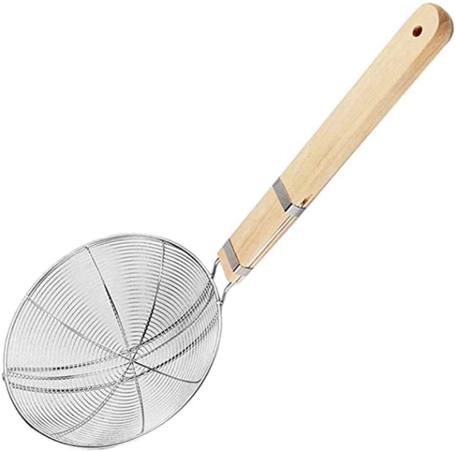 20cm Stainless Steel Strainer Wooden Handle Frying Food Pasta Oil ...