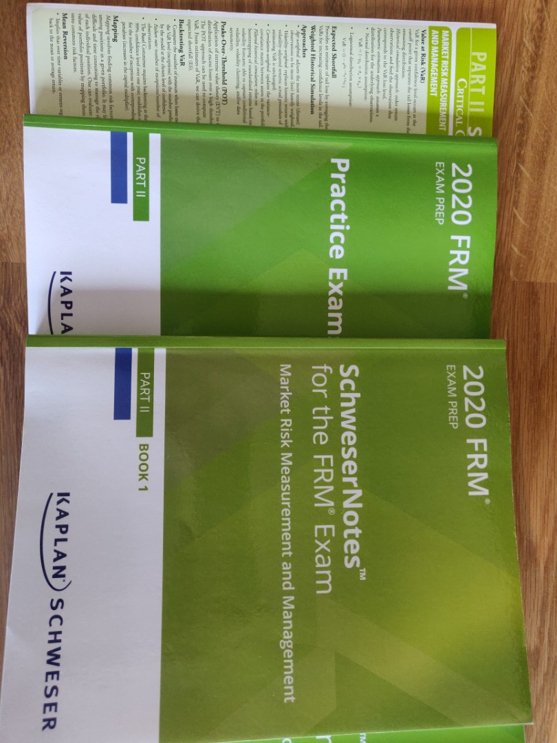 FRM Part 2 Kaplan Schwezer Textbooks 1-5 + practice questions/cheat ...