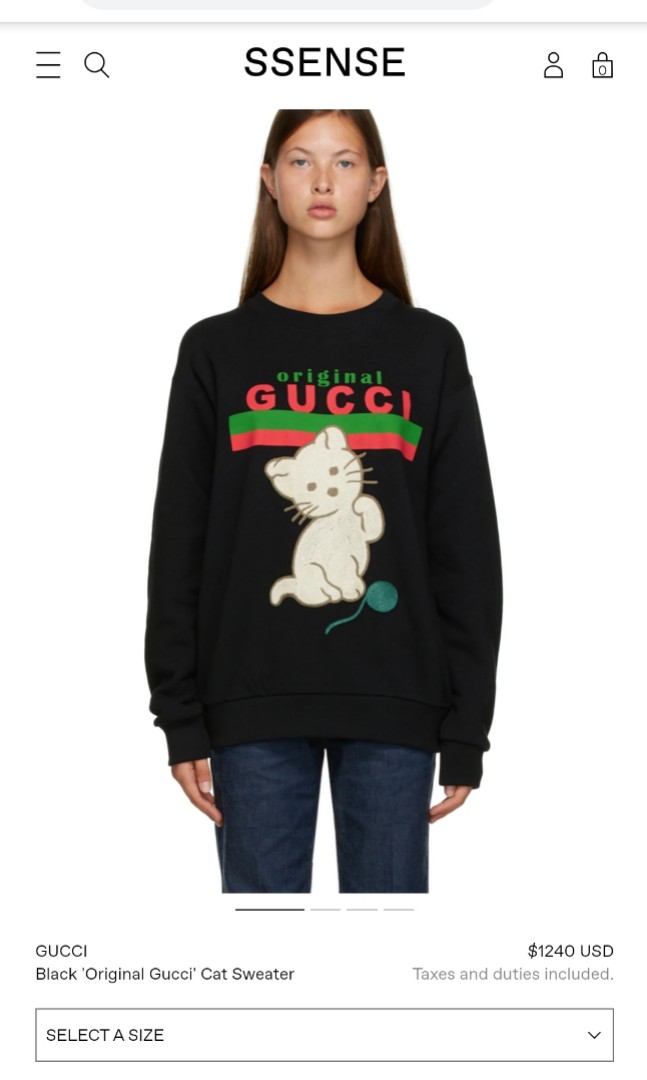 Gucci "Original Gucci" Cat Sweater, Luxury, Apparel on Carousell