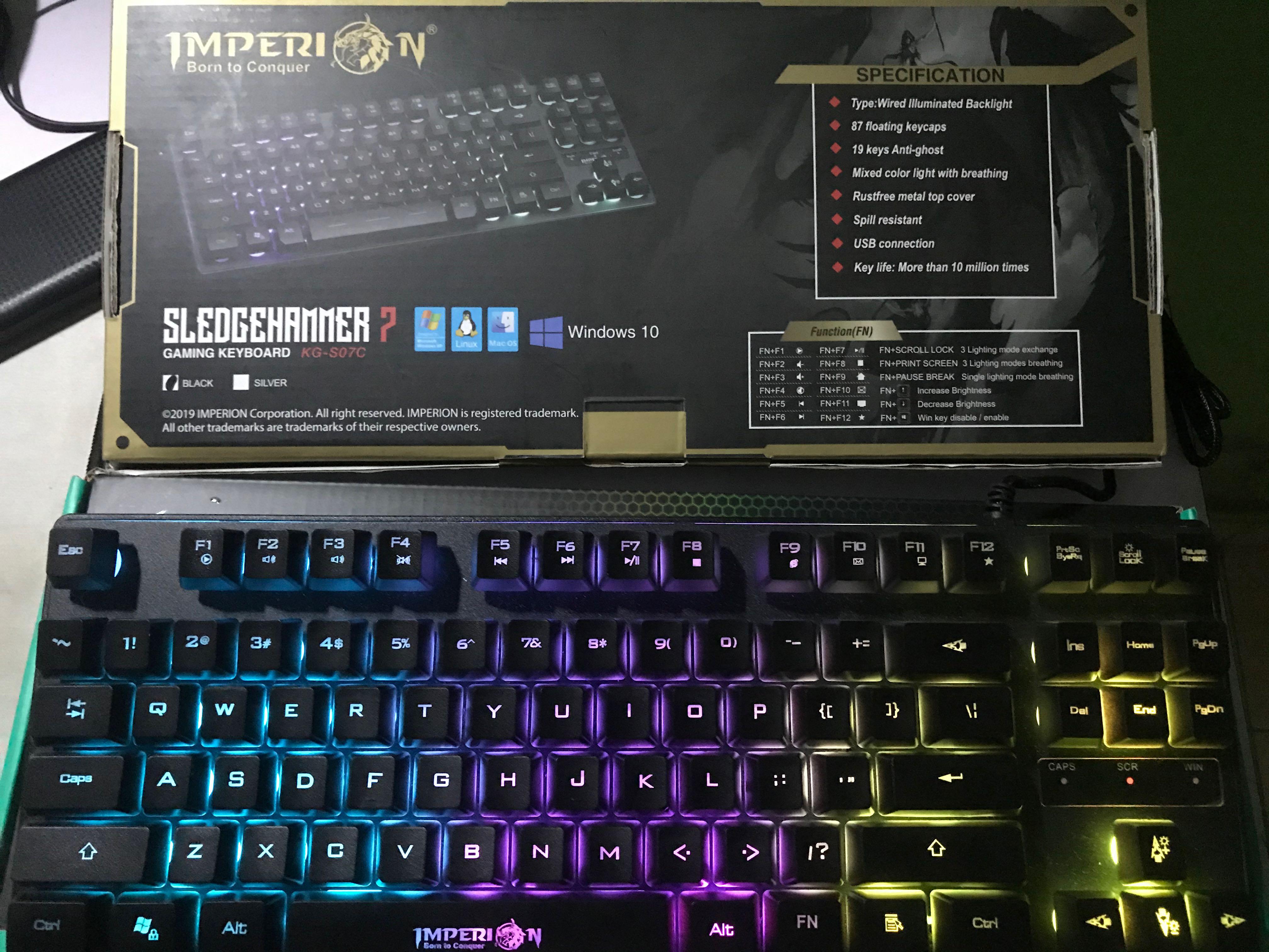 Imperion Sledgehammer 7 RGB membrane keyboard, Computers & Tech, Parts ...
