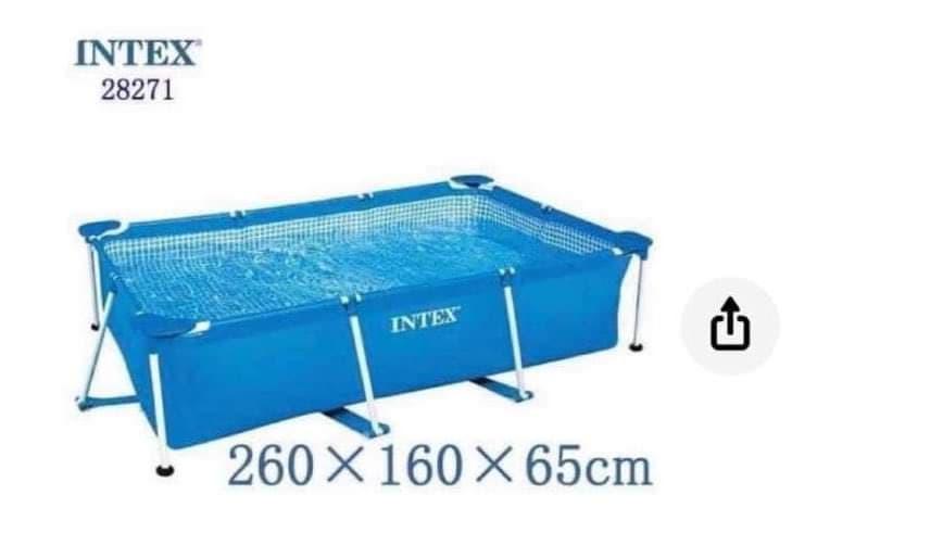 Intex 28271 Rectangular Frame Pool 2.6m x 1.6m x 0.65m, Sports ...