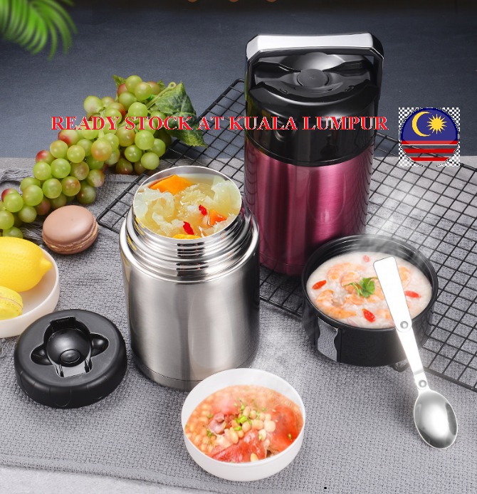 Thermal Cooker Pot 1000ml with Steam Release Thermos Vacuum Steel Hot ...