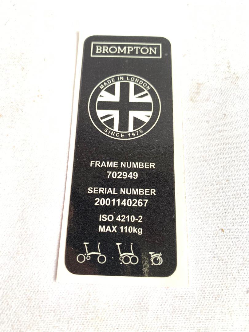 Brand New Brompton Back Frame Decal Sticker, Sports Equipment, Bicycles ...