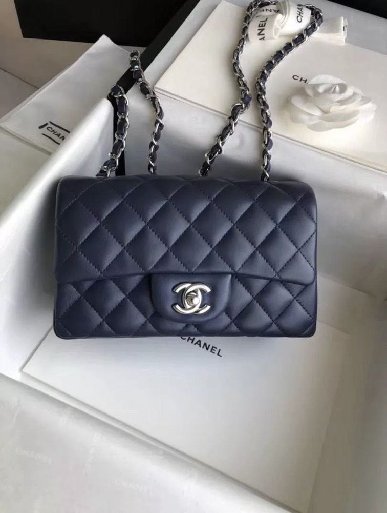 Chanel Mini Rectangle (Navy) - FULL BOX SET, Women's Fashion, Bags ...