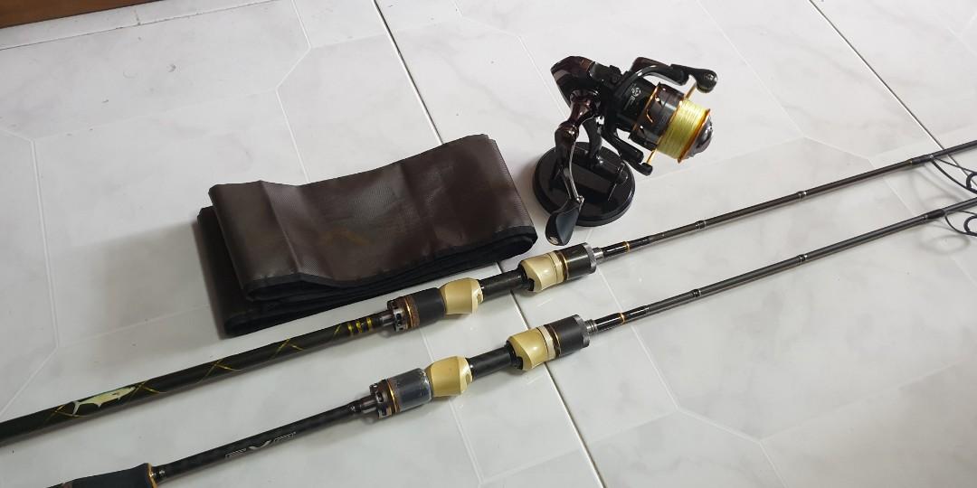 Fishing Setup (Ajing/Light Jigging Setup) 2 Rods + Reel + Line, Sports ...