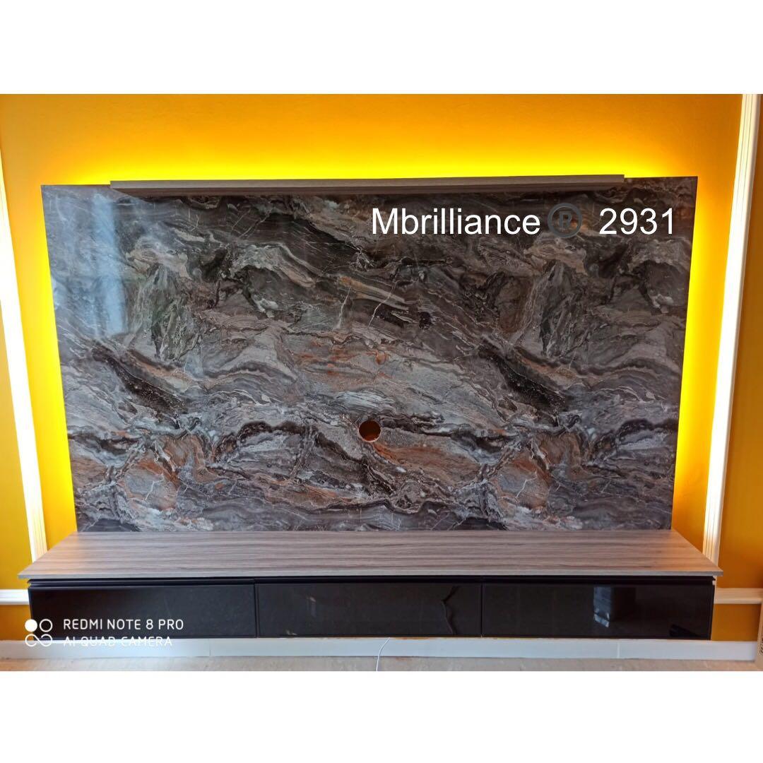 Marble tv console feature wall, Furniture & Home Living, Furniture, TV ...