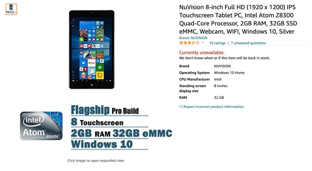 NuVision 8-inch Full HD (1920*1200) IPS Touchscreen Tablet, Mobile ...