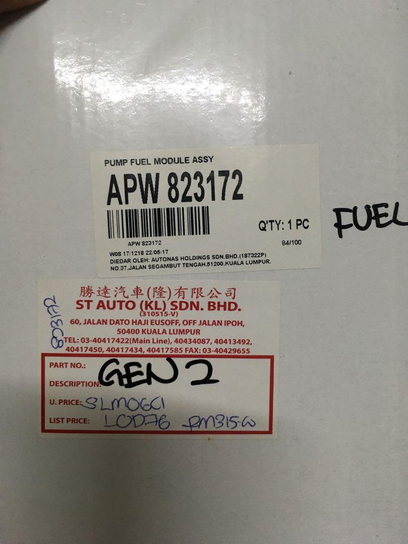 proton Gen2 Satria Neo Fuel Pump assembly, Auto Accessories on Carousell