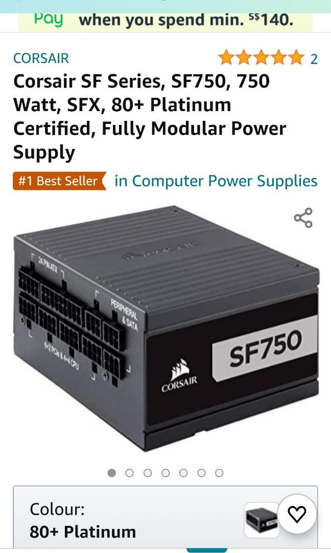SF750W PSU Corsair SF Series, SF750, 750 Watt, SFX, 80+ Platinum ...
