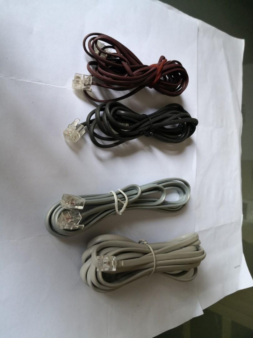 1 - 3m (2 wired) telephone cable, Computers & Tech, Parts & Accessories ...