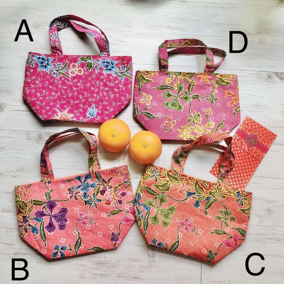 Batik CNY Mandarin Orange Bag Handmade in Singapore, Women's Fashion ...
