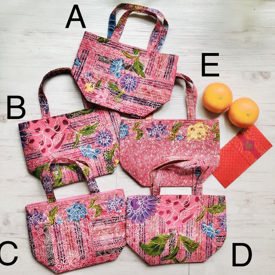 Batik CNY Mandarin Orange Bag Handmade in Singapore, Women's Fashion ...