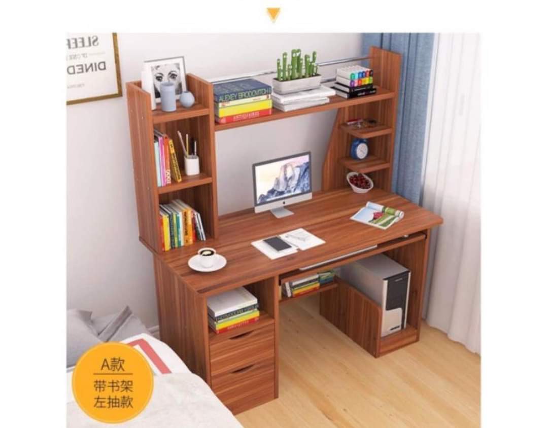Computer desktop table with shelf and drawer wooden minimalist design ...