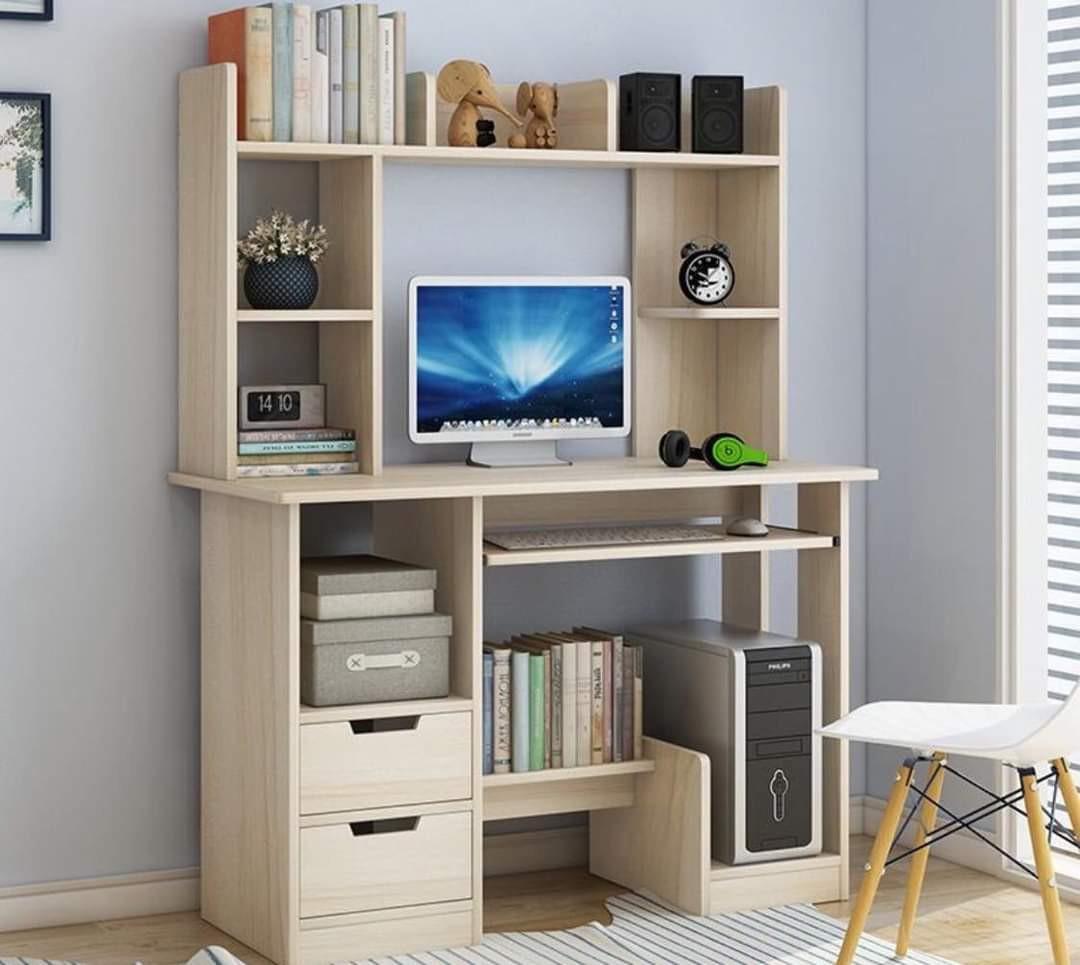 Computer desktop table with shelf and drawer wooden minimalist design ...