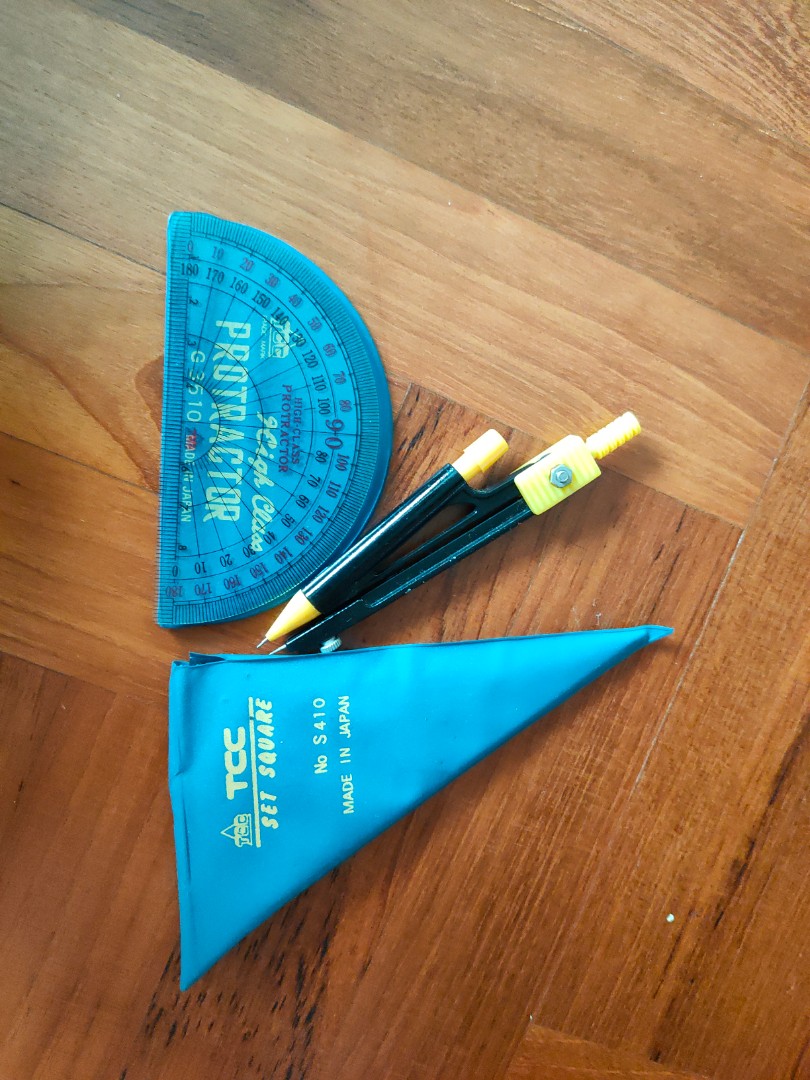 Geometry Set (Protractor, Set Square, Compass), Hobbies & Toys ...
