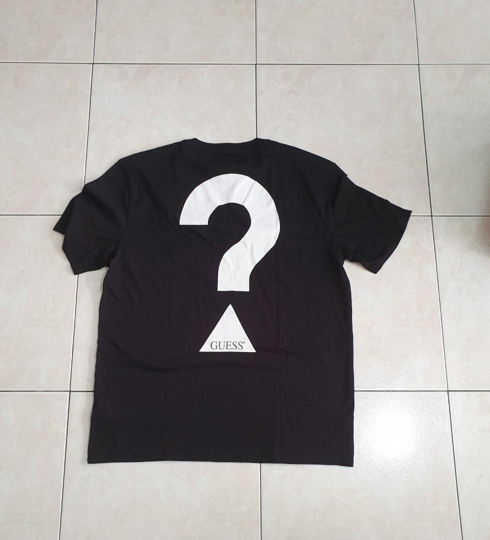 Guess Question Mark Logo Black Tee, Men's Fashion, Tops & Sets, Tshirts ...
