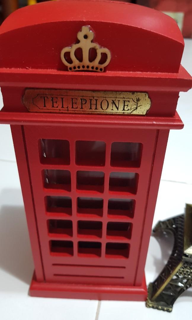 Red London phone booth and Paris Tower, Furniture & Home Living, Home ...