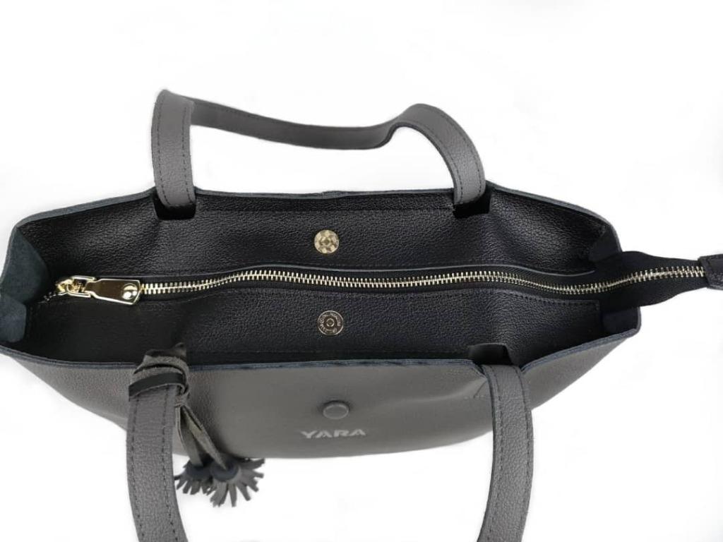 Yara Genuine Leather Shoulder Tote Bag (Grey), Women's Fashion, Bags ...