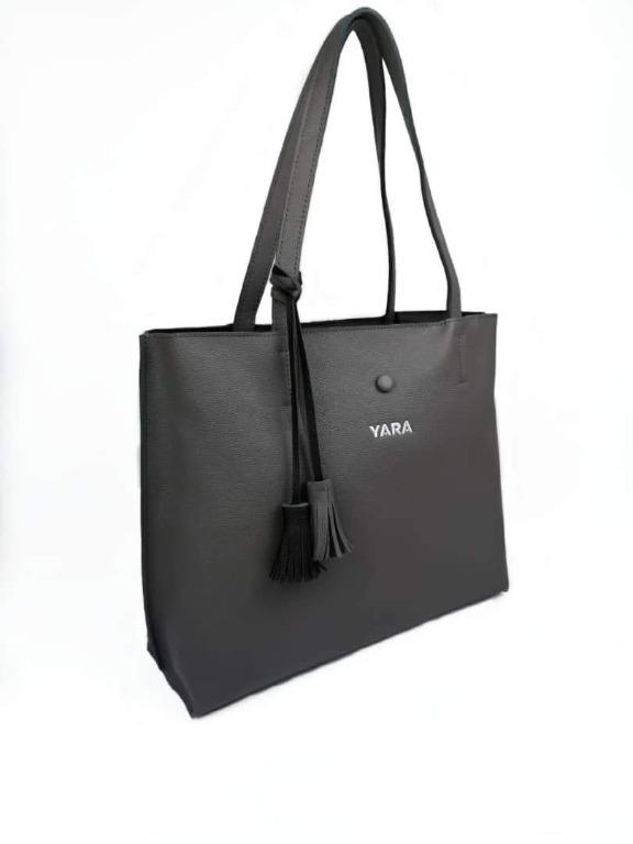 Yara Genuine Leather Shoulder Tote Bag (Grey), Women's Fashion, Bags ...