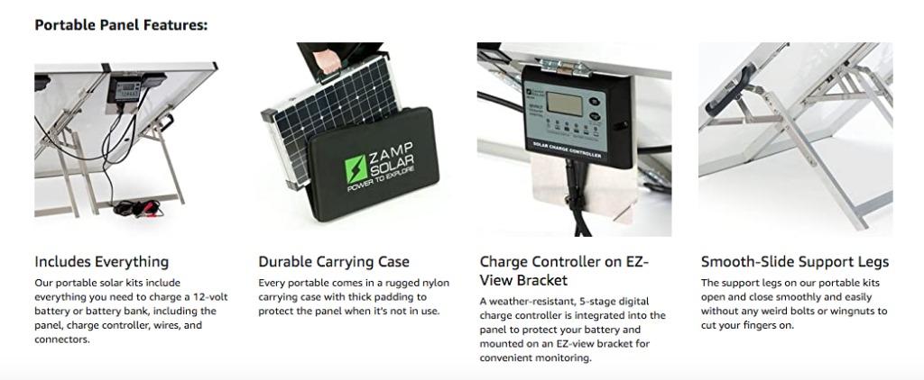 Zamp solar Legacy Series 140-Watt Portable Solar Panel Kit with ...
