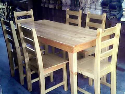 6 seater Palochina wood Dining Table & Chairs, Furniture & Home Living ...
