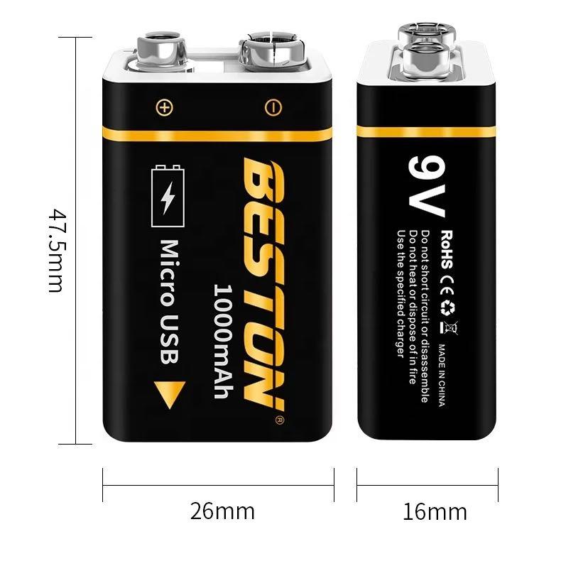 9V rechargeable battery 1000mAH , charge from USB, Mobile Phones ...