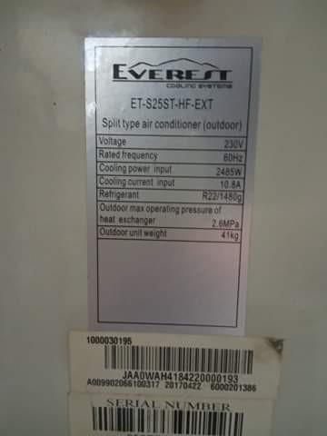 Everest split type aircon 2.5HP, TV & Home Appliances, Air Conditioning ...