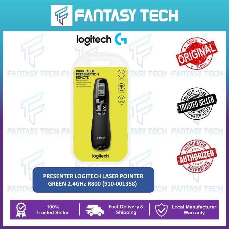 LOGITECH LASER POINTER 2.4GHz GREEN PRESENTER R800 (910-001358), TV ...